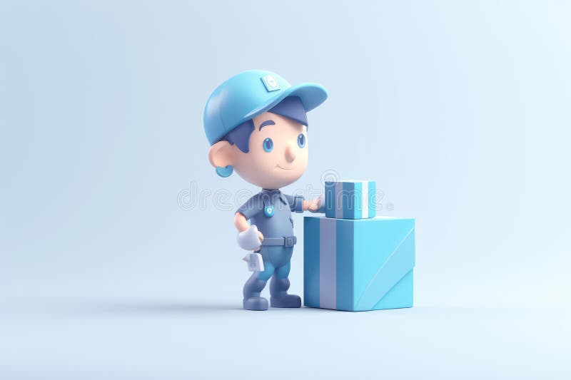 A Little Courier Boy Delivers the Package To the Customer Generative AI ...