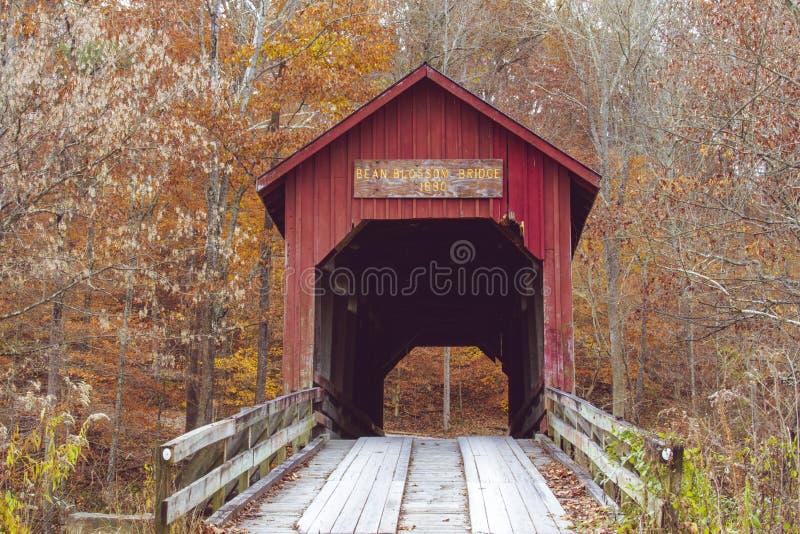 LIttle Red Covered Bridge stock photo. Image of structure - 34613776