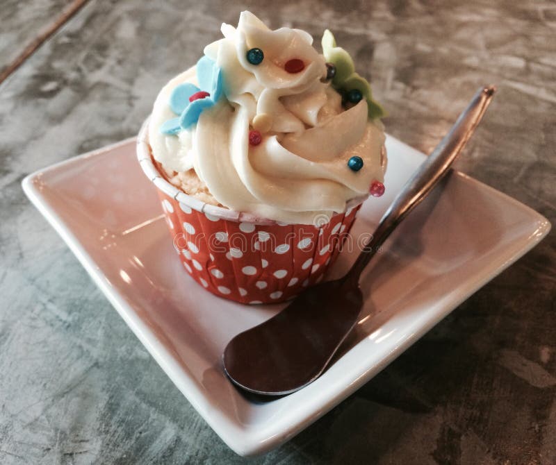 Little Cupcake on the Table Stock Image - Image of delicious, table ...