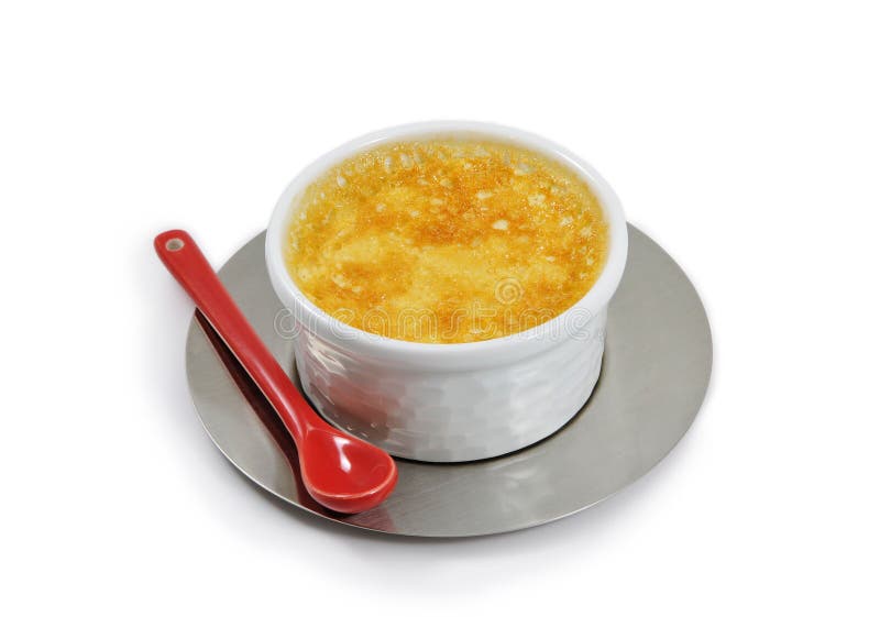Little Custard with a Red Ceramic Spoon Stock Image - Image of metallic ...