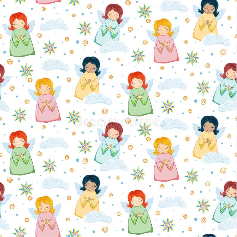 Little Cute Angels stock vector. Illustration of cute - 48994323