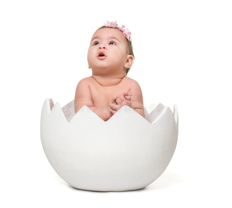 Little Cute Baby in Eggshell Stock Image - Image of toddler, beautiful ...