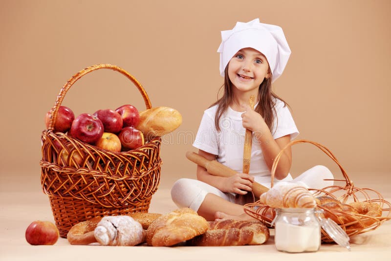 Little cute bakers stock photo. Image of helpers, bread - 16750994