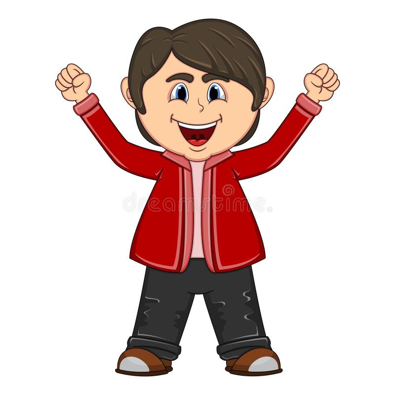 The Little Cute Boy Raise the Two Hands Up Stock Vector - Illustration ...