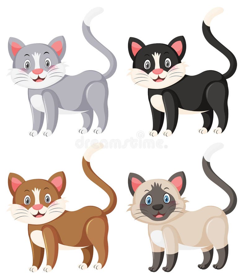 Little Cute Cat in Cartoon Style Stock Vector - Illustration of black ...
