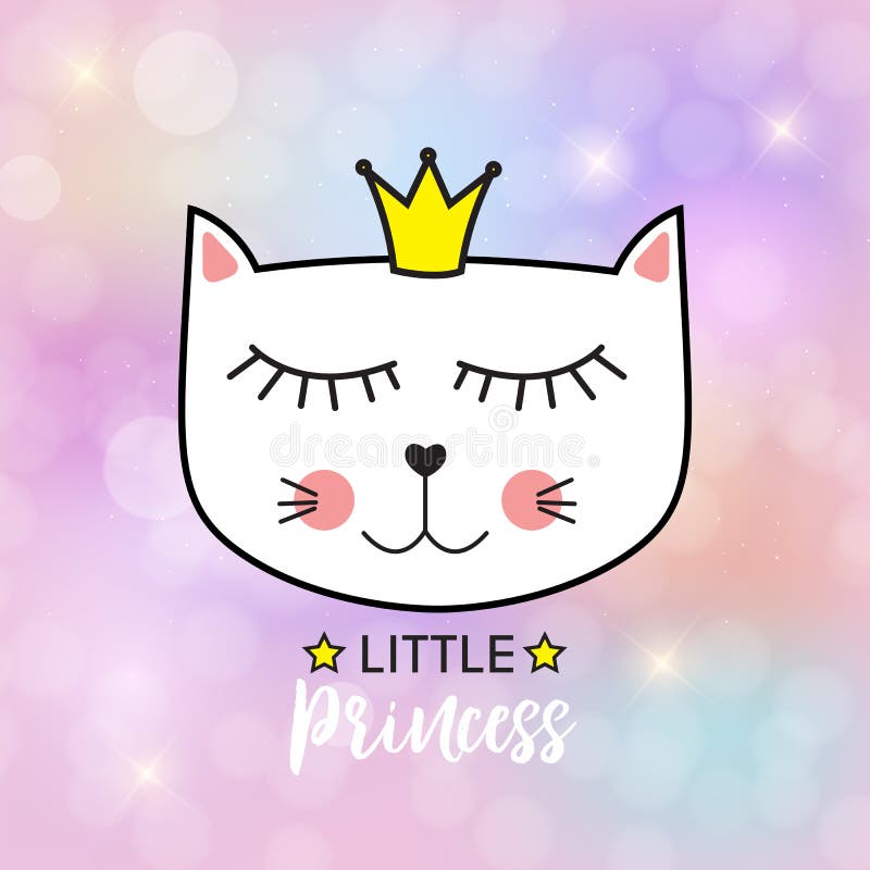 Little Cute Cat Princess Vector Illustration Stock Vector ...