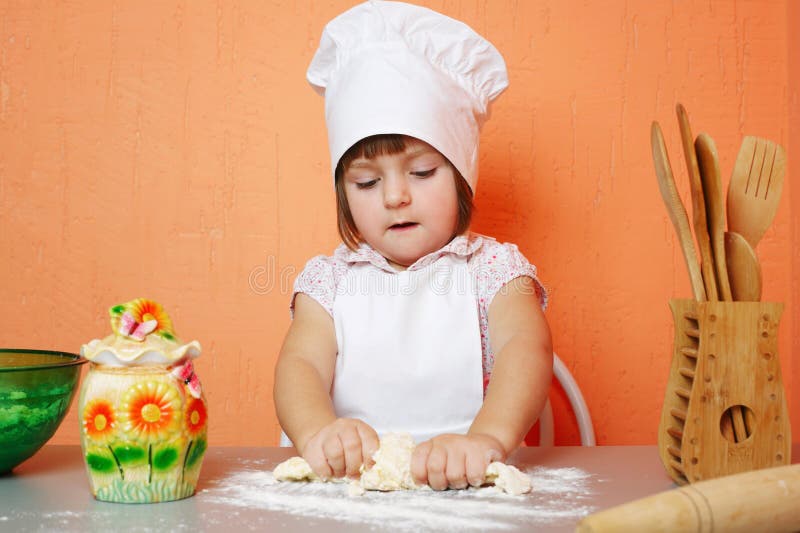 Little Cute Chef Cooking Biscuits Stock Photo - Image of childhood ...