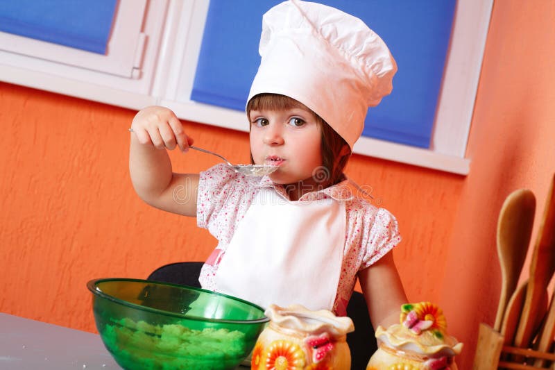 Little Cute Chef Cooking Biscuits Stock Photo - Image of teen, cute ...