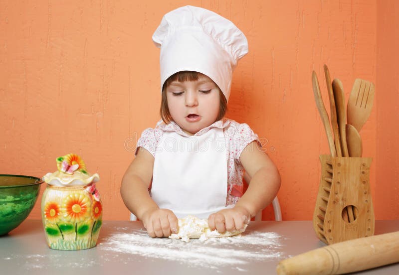 Little Cute Chef Cooking Biscuits Stock Photo - Image of kitchen ...