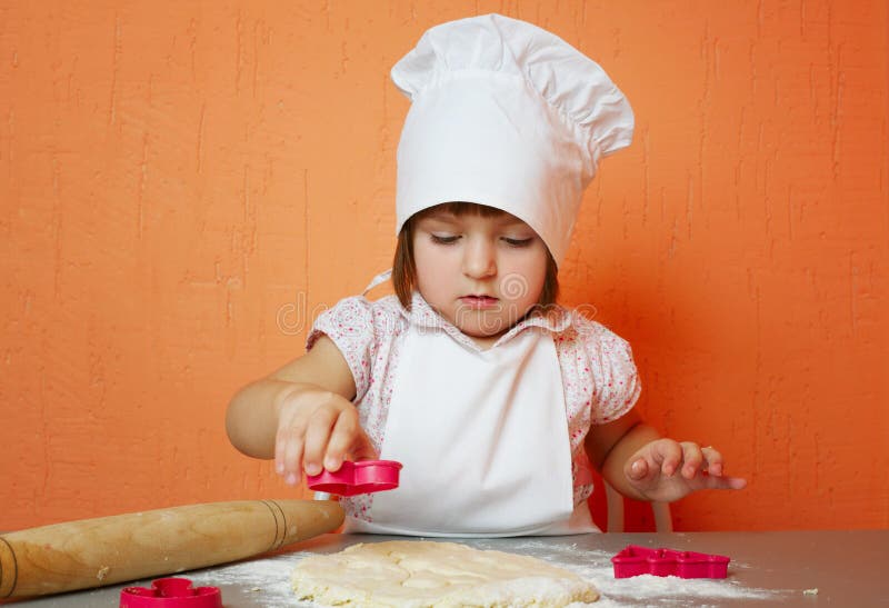 Little Cute Chef Cooking Biscuits Stock Photo - Image of childhood ...