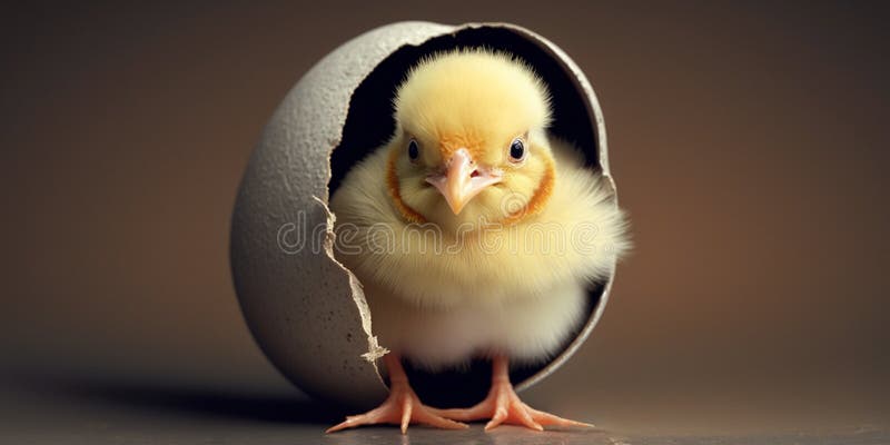 A Little Cute Chick, Hatchling is Peeking Out from a Chicken Egg ...