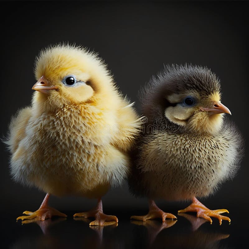Little Cute Chicks Standing Together and Looking into Camera Stock ...