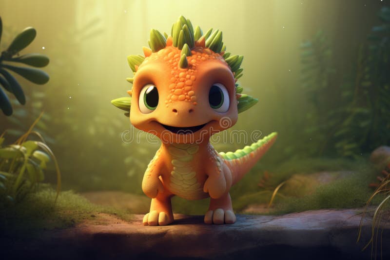 Little Cute Dinosaur Illustration Cartoon Character Stock Illustration ...