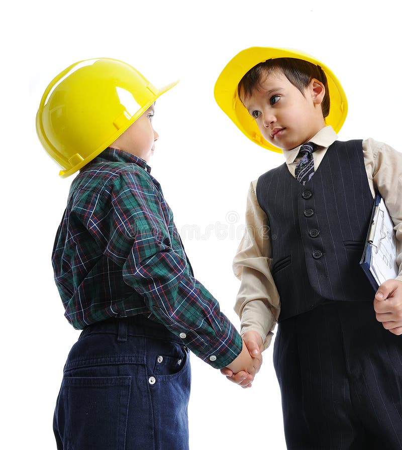 Little Cute Engineers Isolated Stock Photo - Image of constructor ...