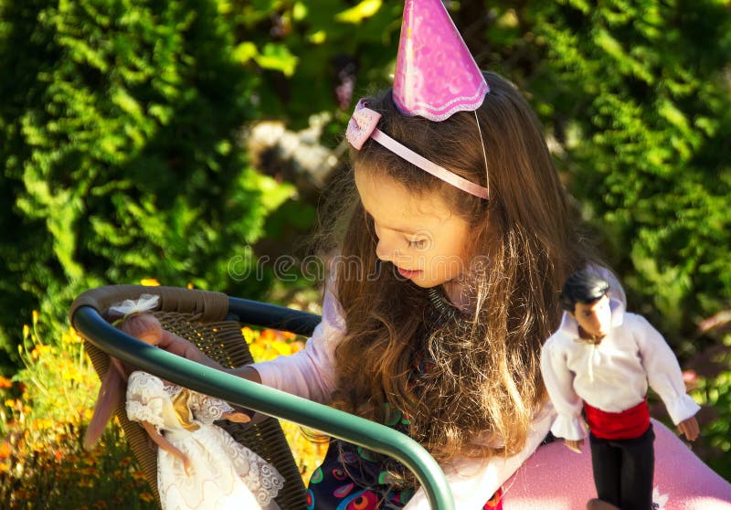 Little Cute Girl Play with Her Doll Stock Photo - Image of care ...