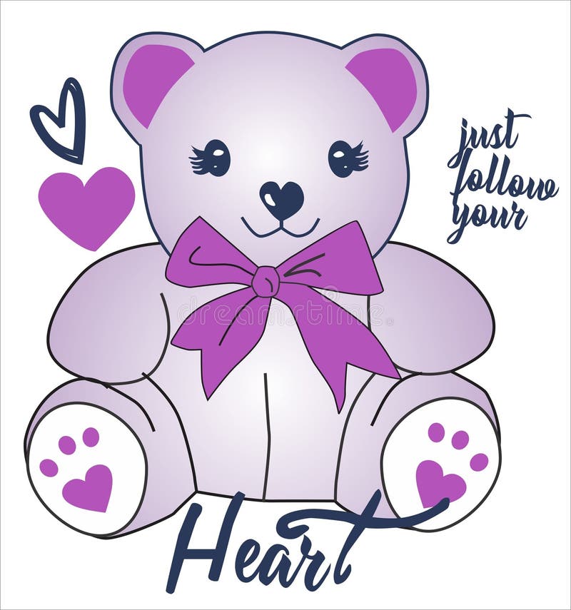 Little Cute Heart Teddy Print Vector Art Stock Vector - Illustration of ...