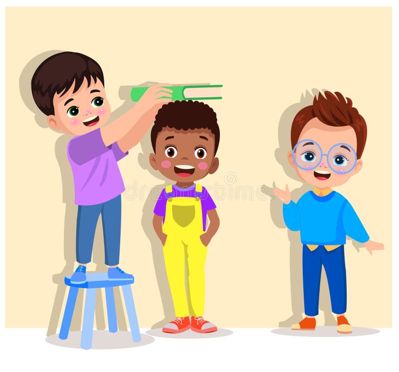 Little Cute Kids Measuring Height Stock Vector - Illustration of scale ...