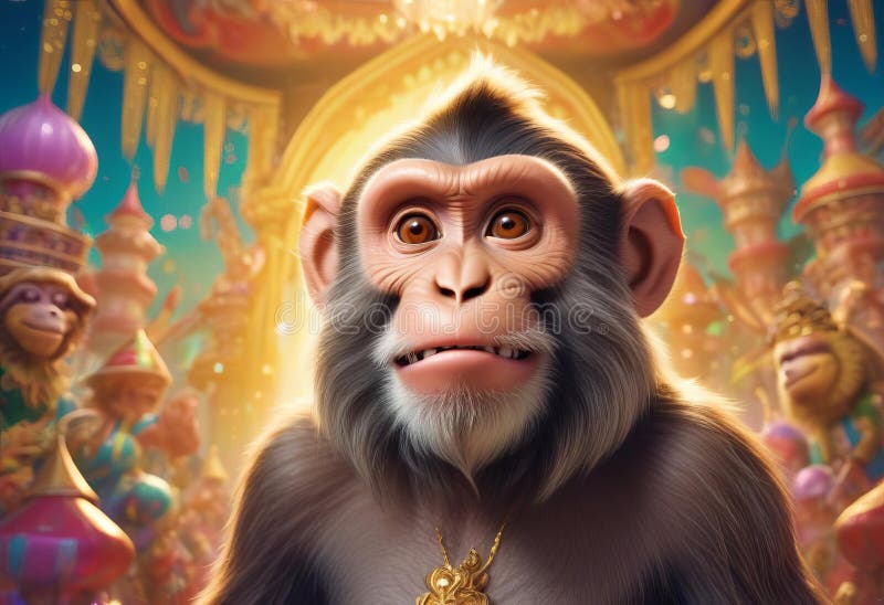 Little Cute Party Monkey Character Stock Illustration - Illustration of ...