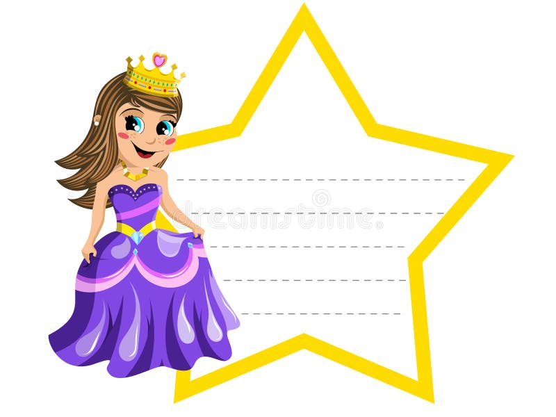 Little Cute Princess Blank Star Shape Border Isolated Stock Vector ...