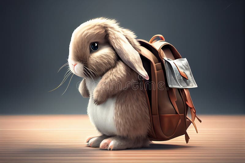 Little Cute Rabbit Goes with a Bag. AI Generated Stock Illustration ...
