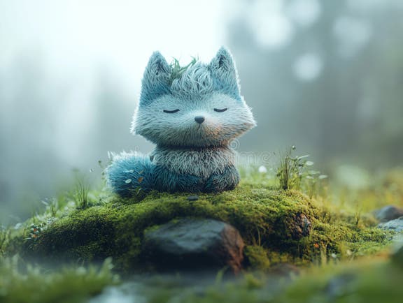 The Little Cute Wolf. Meditating Wolf Stock Illustration - Illustration ...
