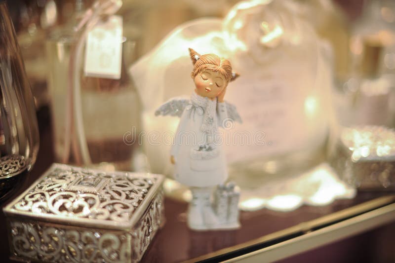 Little Decorative Angel on Shelf Stock Image - Image of decorative ...