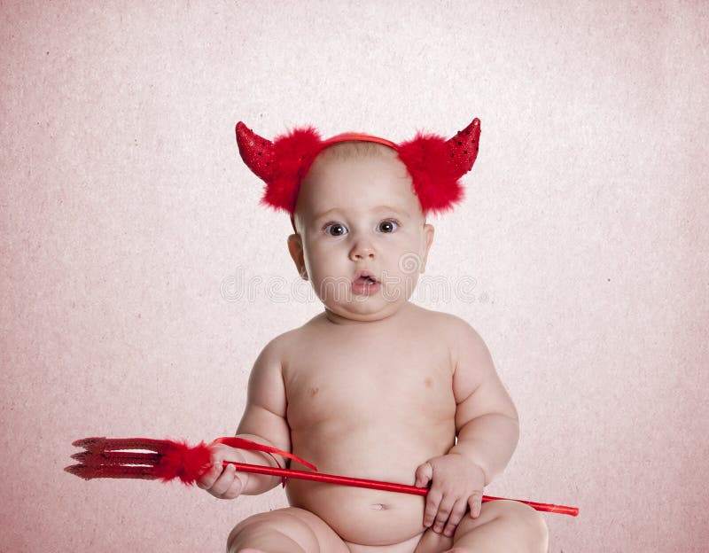 Little devil stock photo. Image of innocence, trident - 28213252
