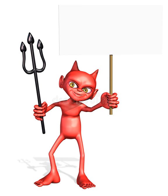 Little Devil with Blank Sign Stock Illustration - Illustration of ...