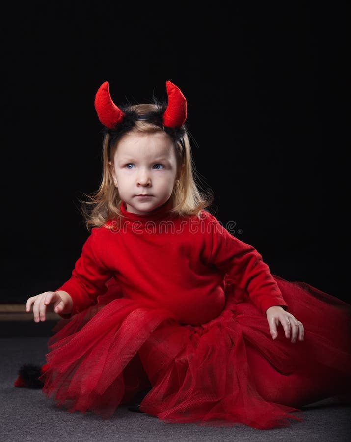 Little Devil On Dark Background Stock Photo - Image of cute, face: 78021738