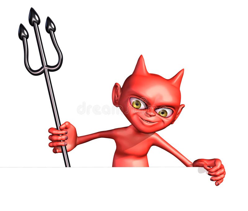 Devil with Edge of Blank Sign - with Clipping Path Stock Illustration ...