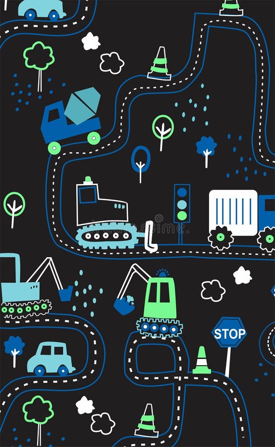 Little Dig Car Pattern Print Vector Art Stock Vector - Illustration of ...
