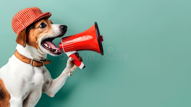 Little Dog Announcing Using Megaphone. Notifying, Warning, Announcement ...