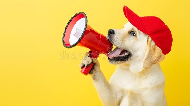 Little Dog Announcing Using Megaphone. Notifying, Warning, Announcement ...