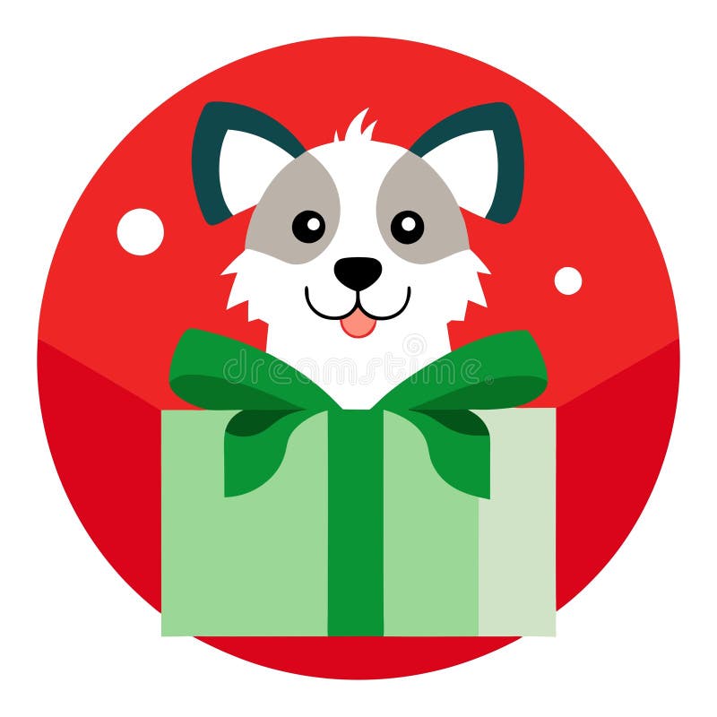 Little Dog Inside Christmas Gift Box on Red Background. Dog Inside Gift ...