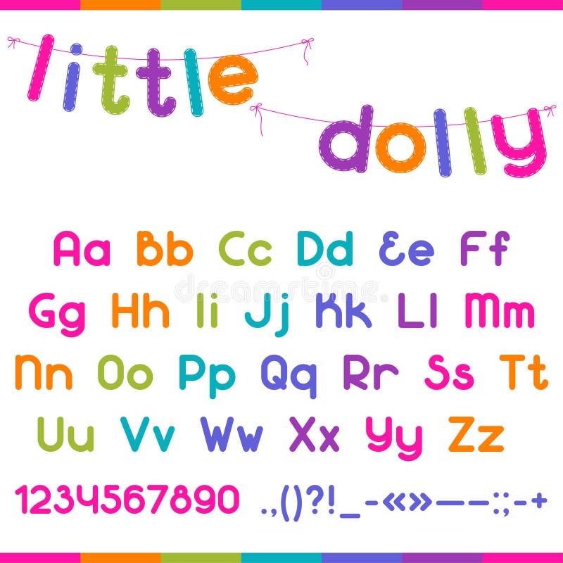 Little Dolly Funny Kid Font Stock Vector - Illustration of headline ...