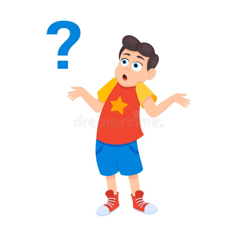 Little Doubt Boy Kid Asking Question Flat Style Design Vector ...
