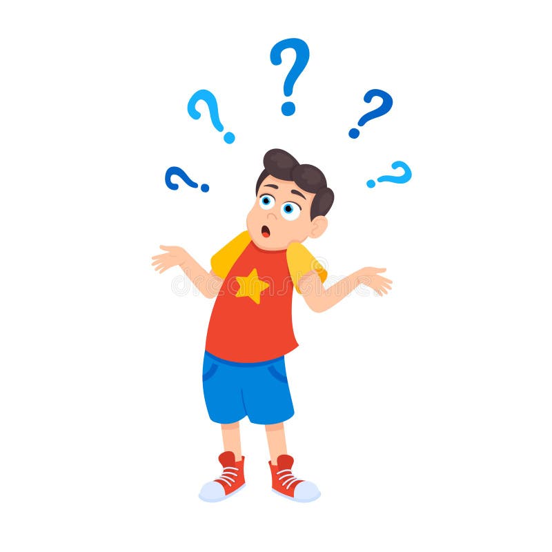 Little Doubt Girl Kid Asking Question Flat Style Design Vector ...