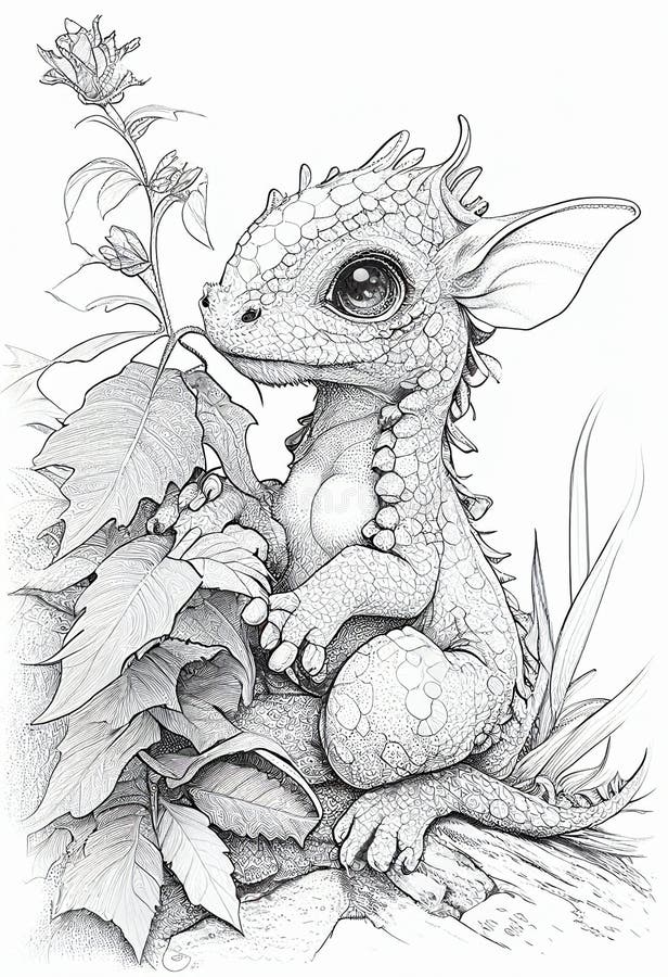 Little Dragon Drawn with a Simple Pencil on Paper. AI Generated Stock ...