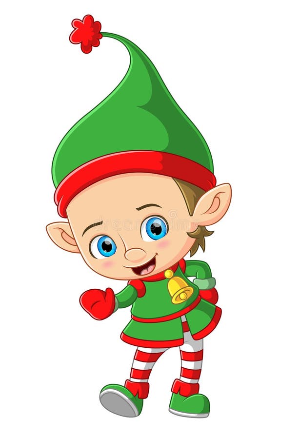Little Elf with Greets Pose Stock Vector - Illustration of adorable ...