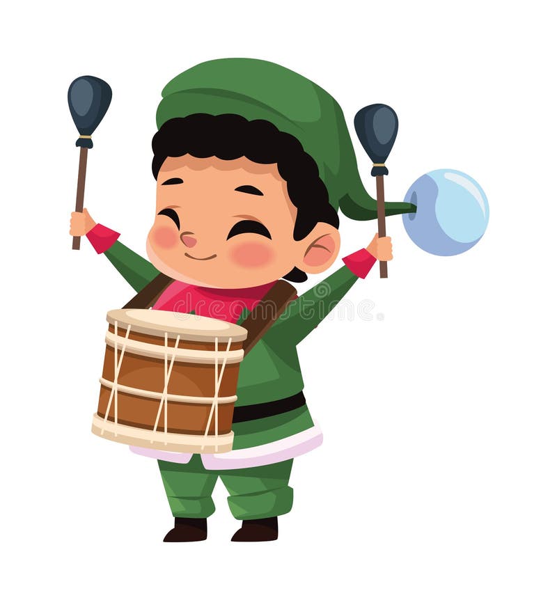 Little elf playing drum stock vector. Illustration of character - 260229887