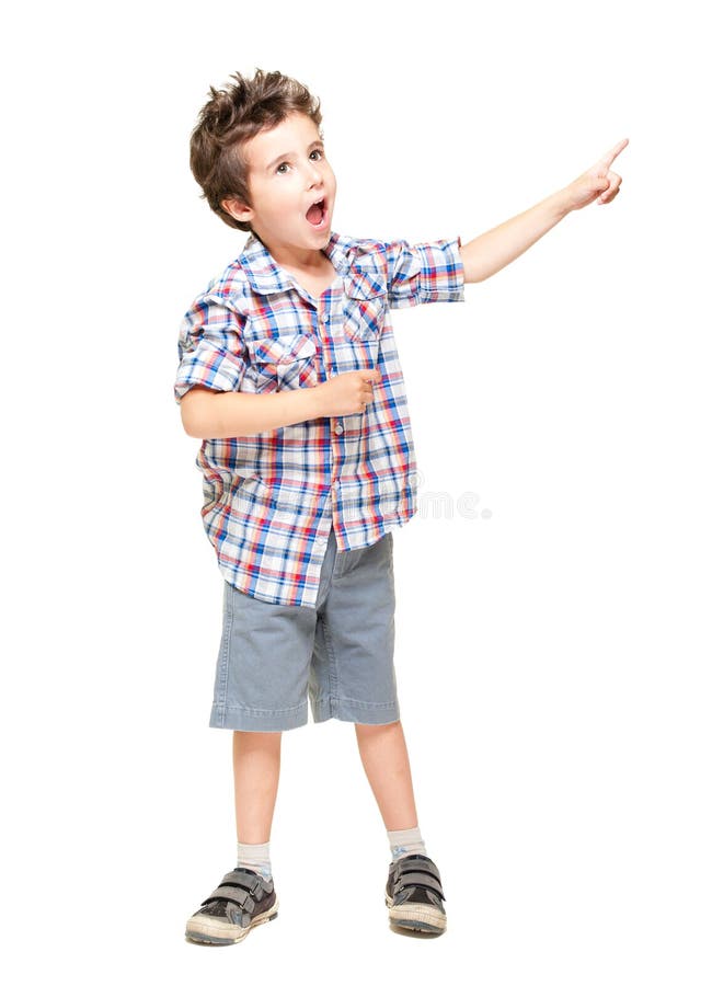A Little Excited Boy Pointing at Stock Image - Image of person, male ...