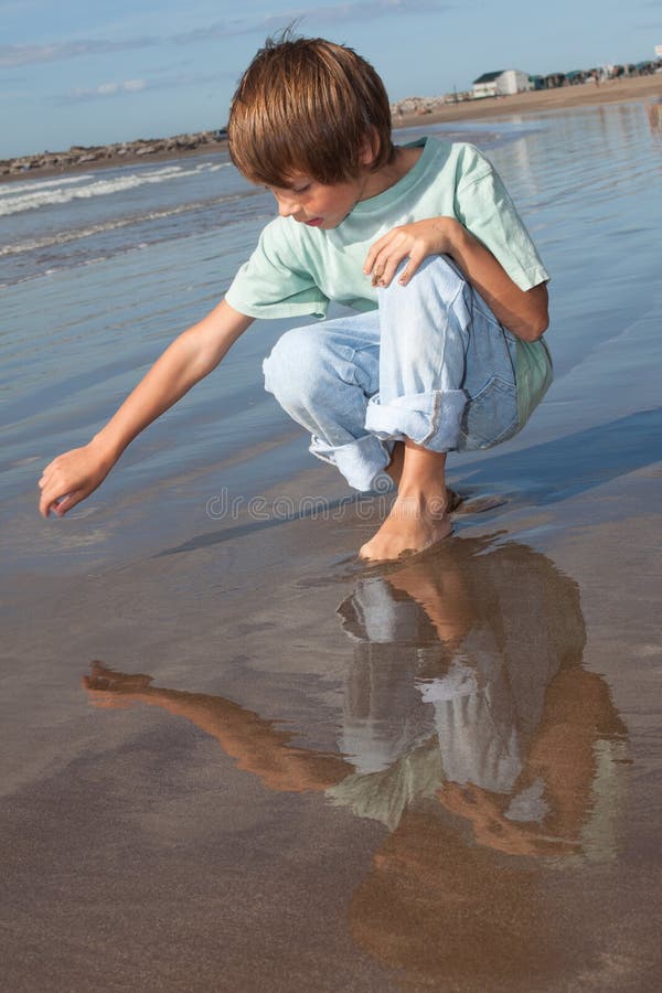 Little Boy Explorer at the Beach Stock Photo - Image of summer, playing ...