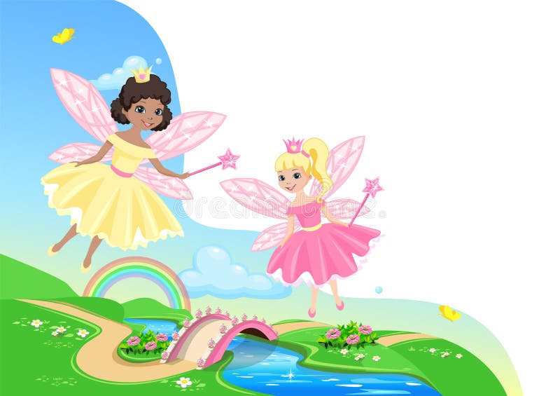 Cute Little Fairy on a Fairy Tale Background Stock Vector ...