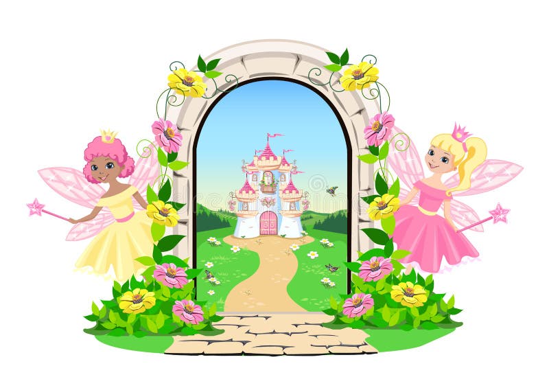 Cute Little Fairy on a Fairy Tale Background Stock Vector ...