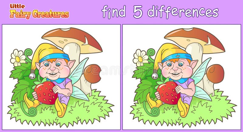 Little Fairy, Find Five Differences Stock Illustration - Illustration ...