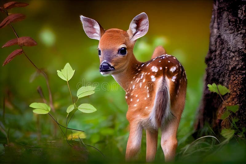 Little Fawn in the Meadow. Generative AI Stock Illustration ...