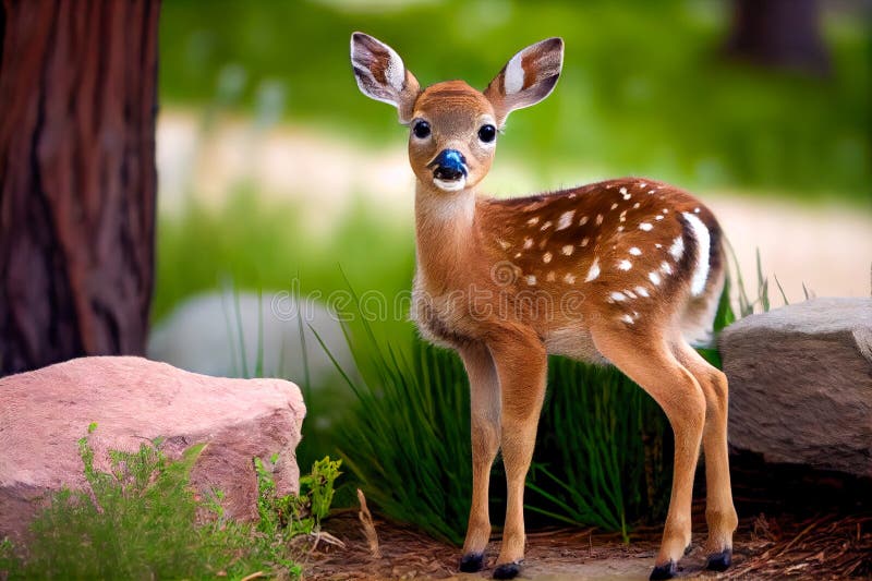 Little Fawn in the Meadow. Generative AI Stock Illustration ...