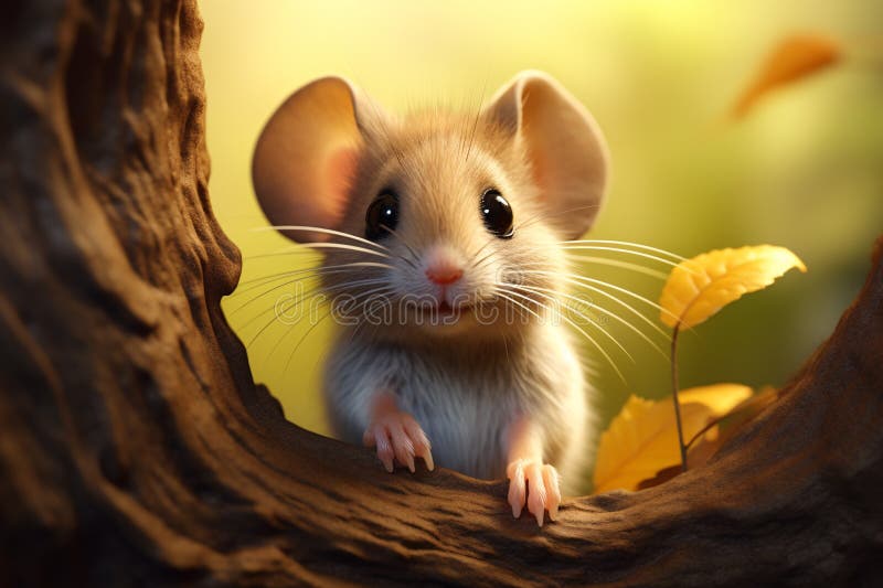 A Little Field Mouse in Its Hole Stock Illustration - Illustration of ...