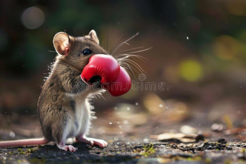 Little Fighter, Mouse with Boxing Glove Stock Photo - Image of tiny ...