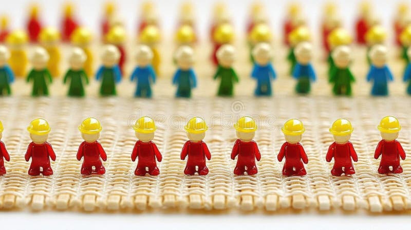 Little Figures Stand in Rows Representing Organization and Hierarchy ...